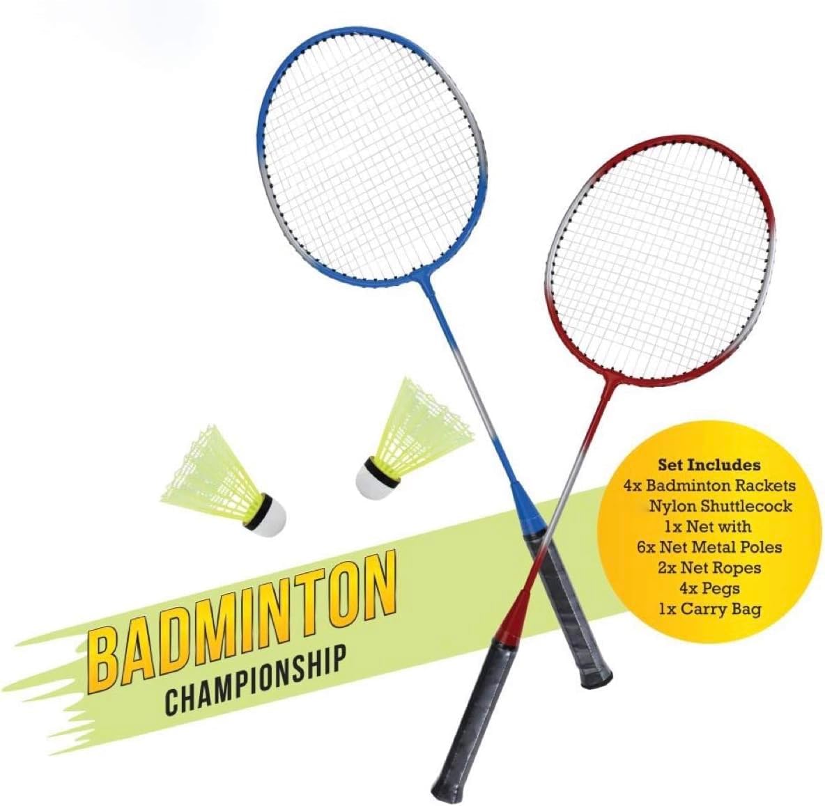 4 Player Complete Badminton Racket Set With Shuttlecock Size Metal Pol ...