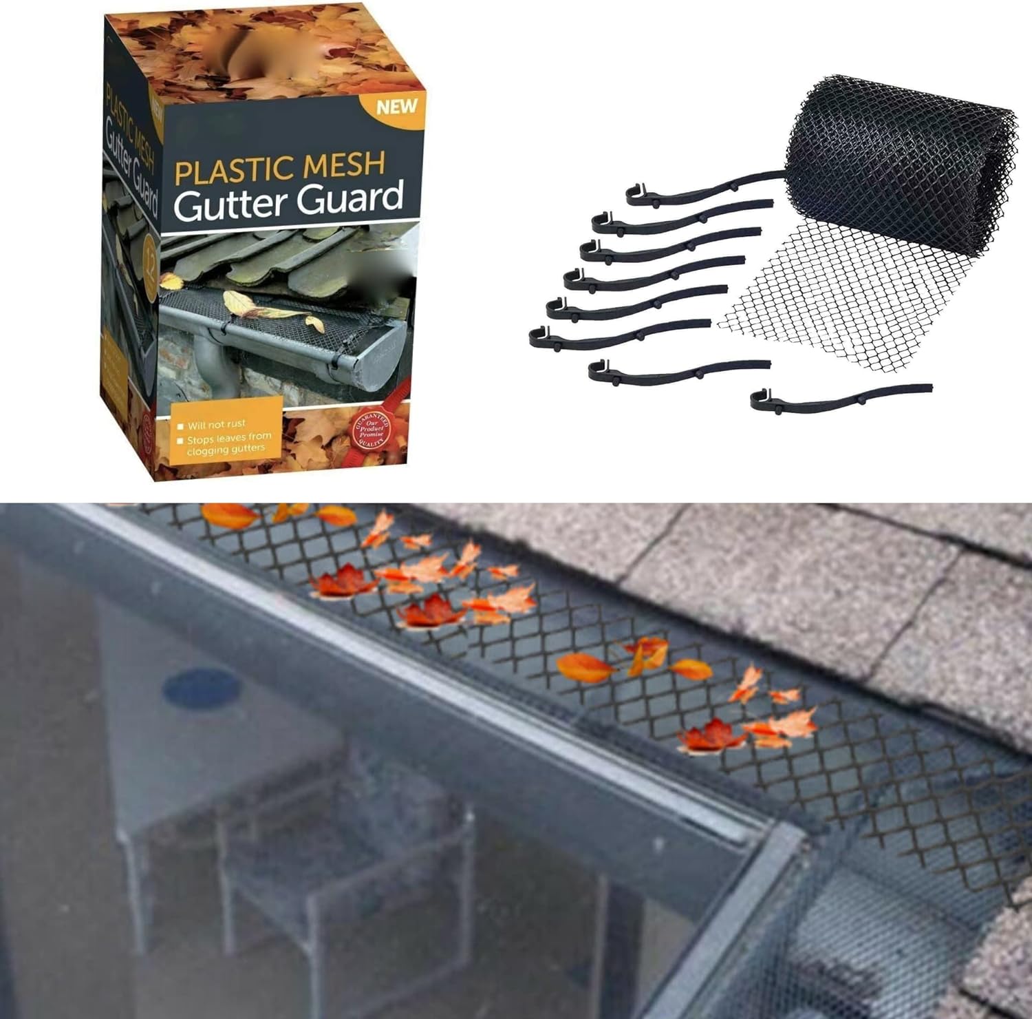 ADEPTNA 6M Strong Plastic MESH Gutter Guard with 8 Fixing Spikes